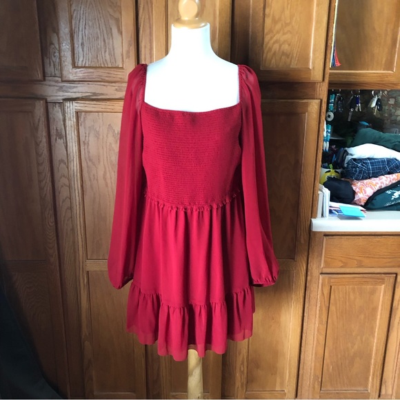 Wilfred | Dresses | Aritzia Wilfred Red Tempest Smocked Mini Dress ...